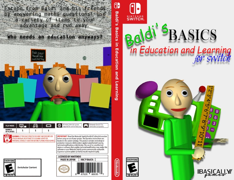 I made a Baldi's Basics Nintendo Switch box art | Fandom