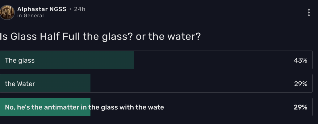 My answer to the glass half full post (I don't think think anyone read ...