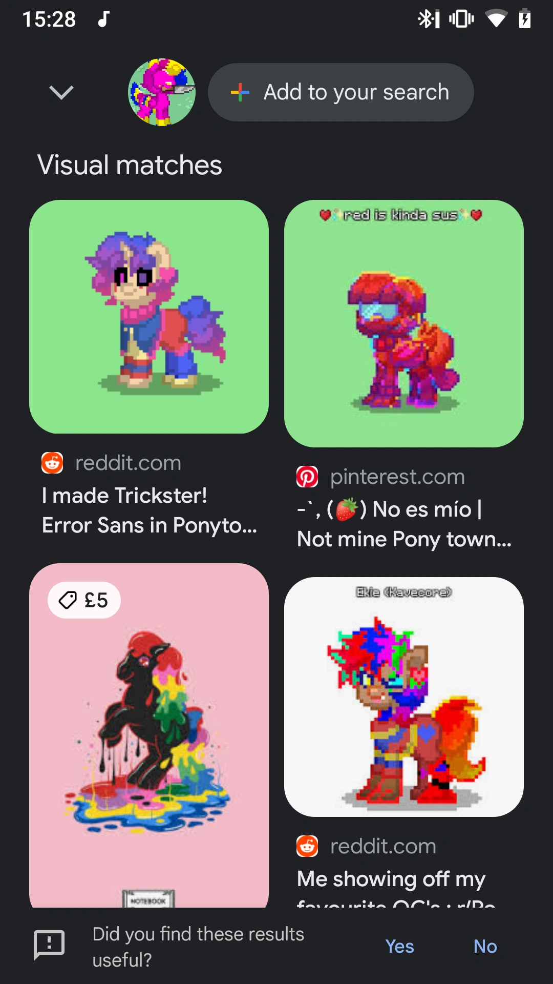 i put kayla's ponies through google lens, got these disastrous results ...