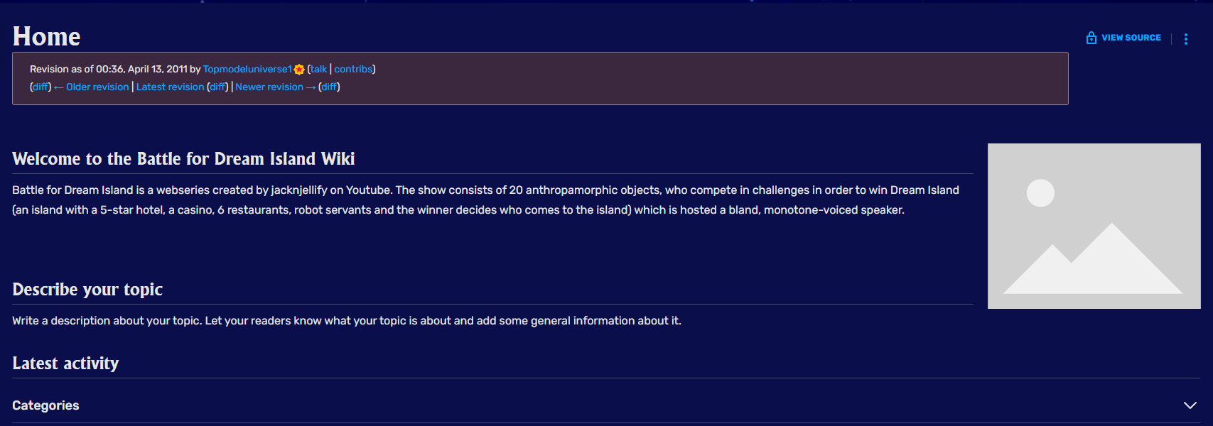 the wiki main page when it was first created | Fandom