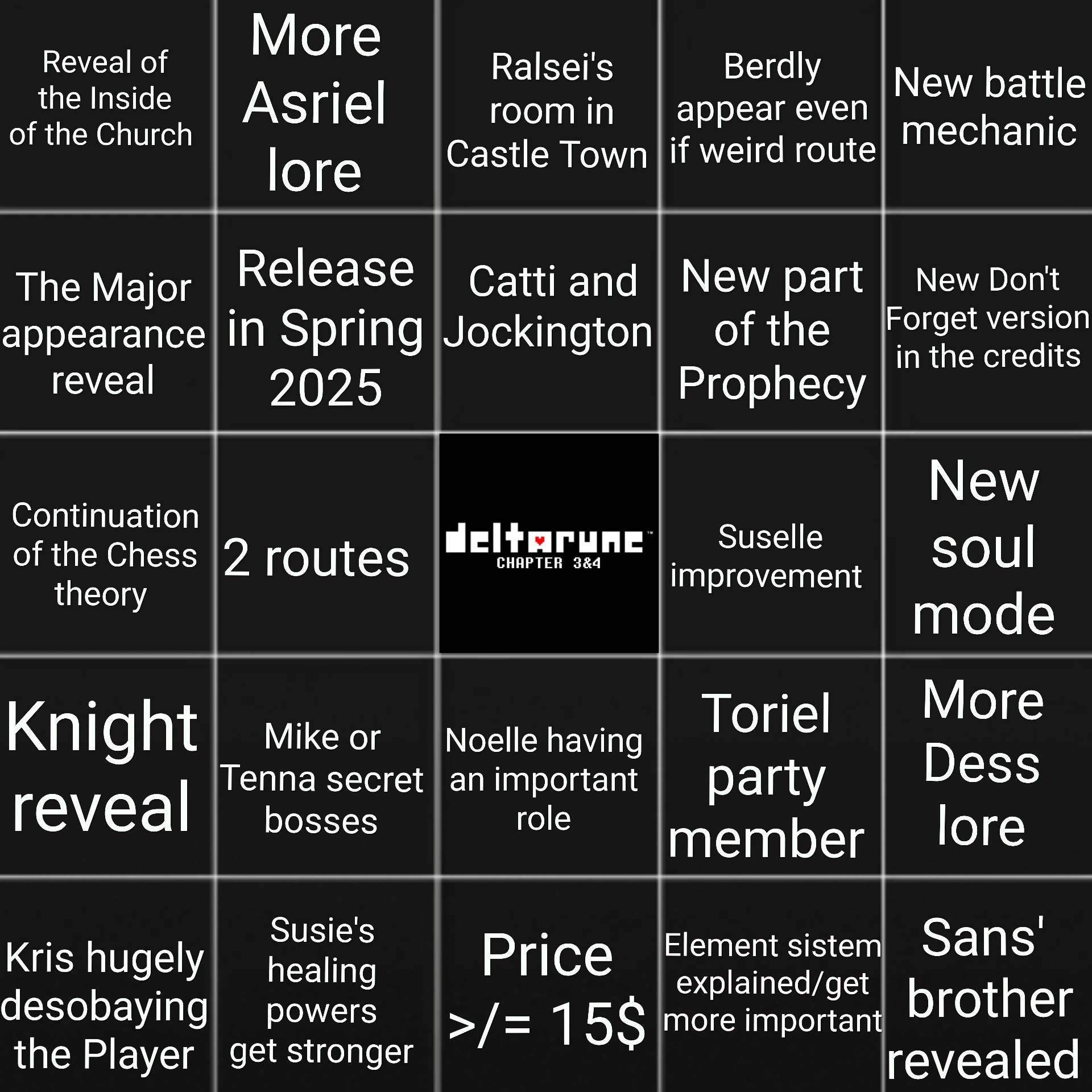 Deltarune chapter 3n4 Bingo card | Fandom
