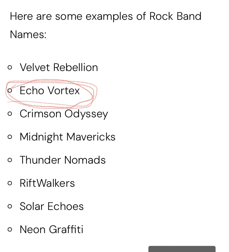 I was looking up good unused band names and I found this | Fandom