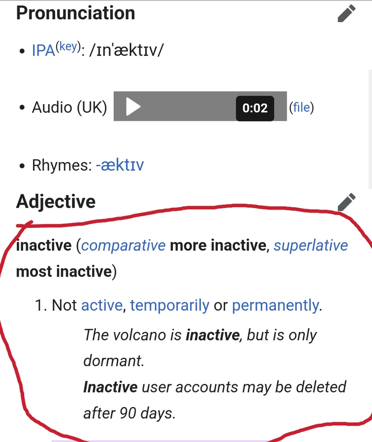 That is NOT the definition of the word "inactive" | Fandom
