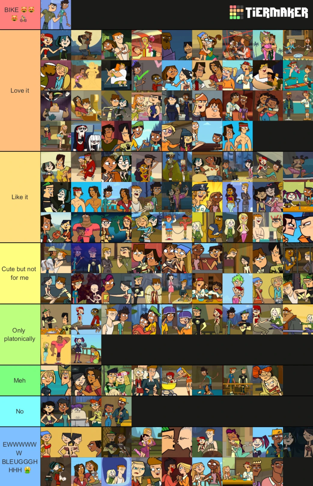 Total Drama and Disventure Camp ship tier lists | Fandom