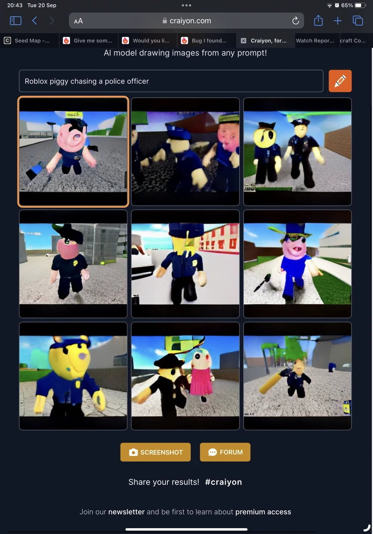 What ai Thinks piggy chasing a police officer looks like. | Fandom