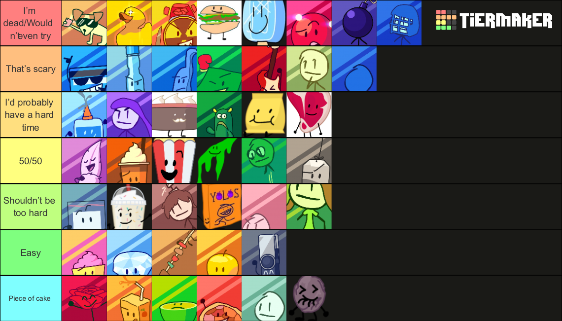 BFDI Mini characters based on wether I could beat them in a fight or ...