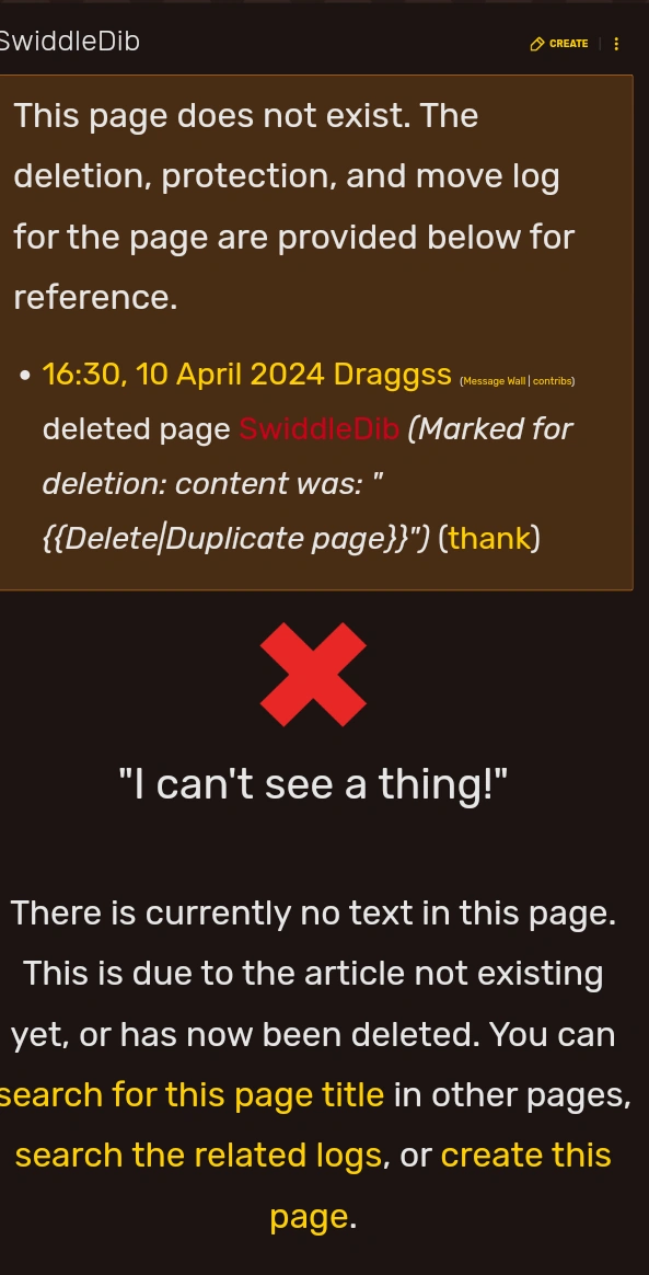 Can someone tell me why swibble dib page was deleted | Fandom