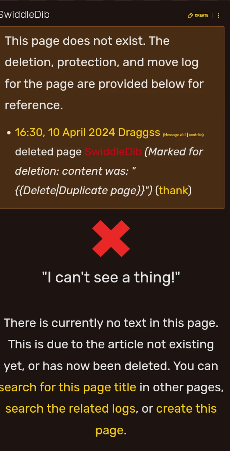 Can someone tell me why swibble dib page was deleted | Fandom