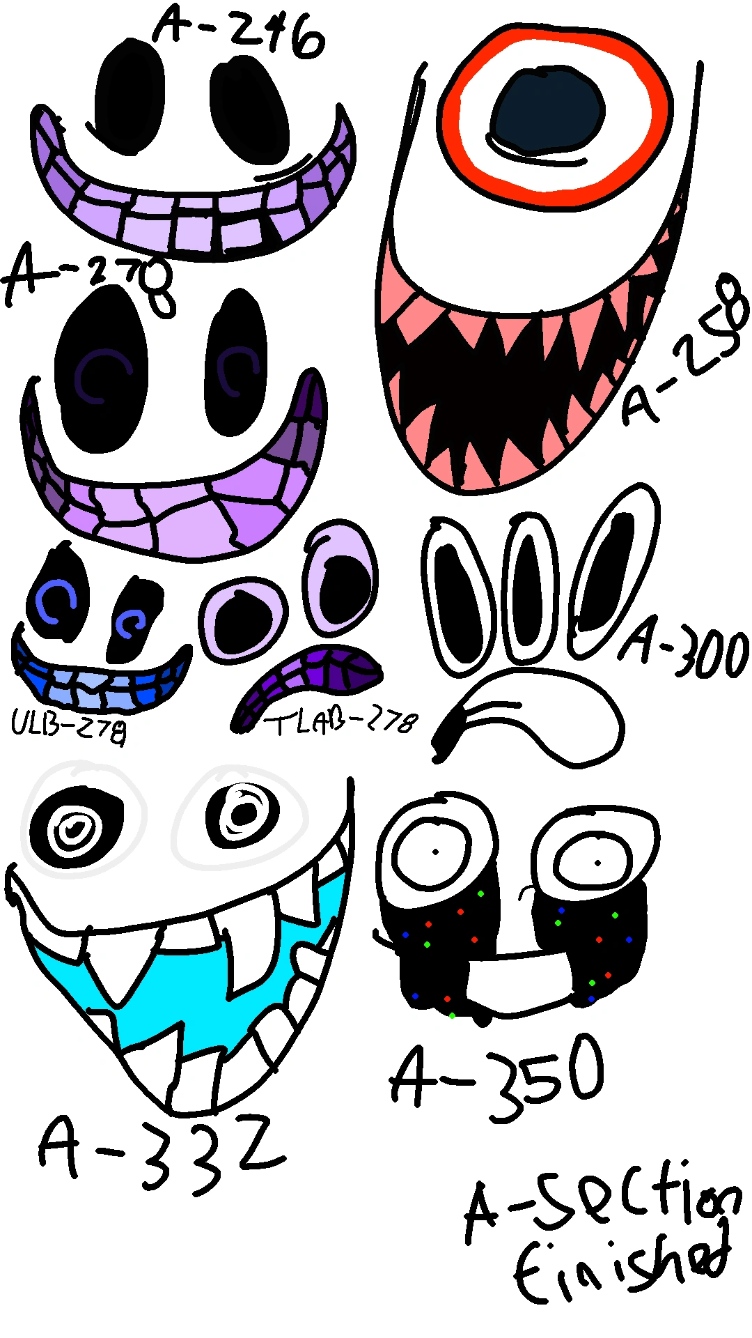 finished the A-Section, yes i know there’s trollface and the g-eye, and ...