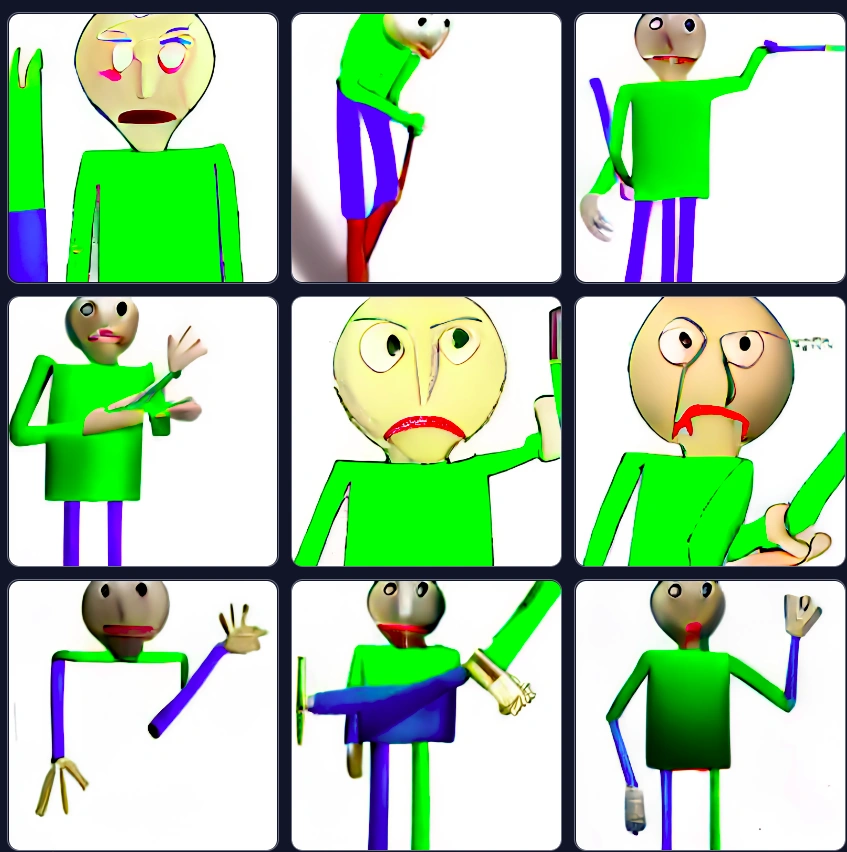 I put "Baldi" into an AI Image generator, and these are my results. XD ...