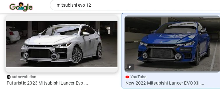 I searched up mitsubishi evo 12 to see what it would look like compared ...