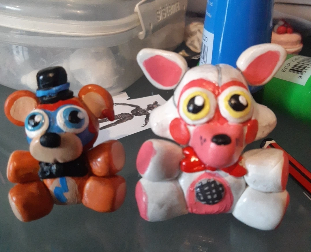 Plush Glamrock Freddy and Funtime Foxy out of clay | Fandom