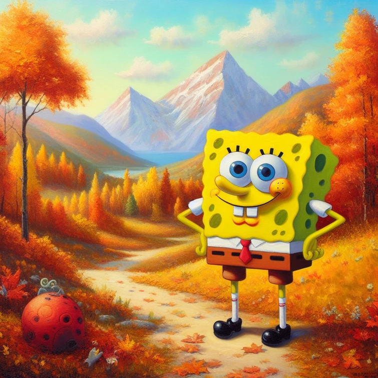 Some AI Art of SpongeBob in an Autumn Landscape | Fandom