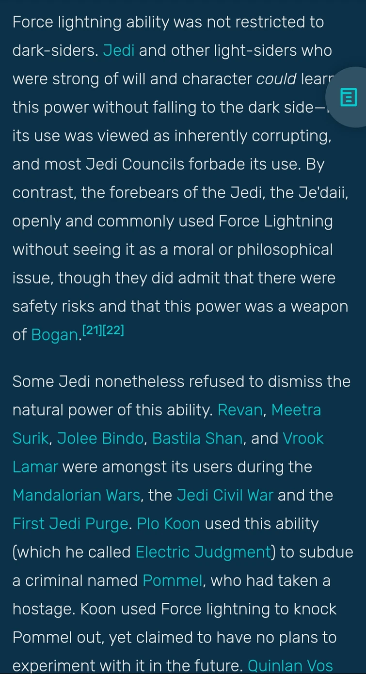Can Jedi use Force Lightning? | Fandom