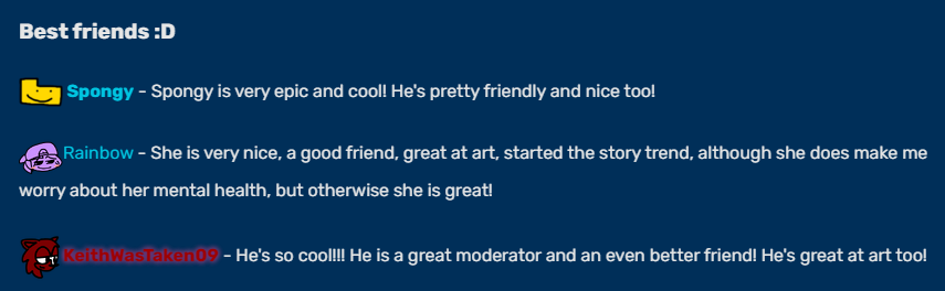 I finished my best friends list! (for now) | Fandom