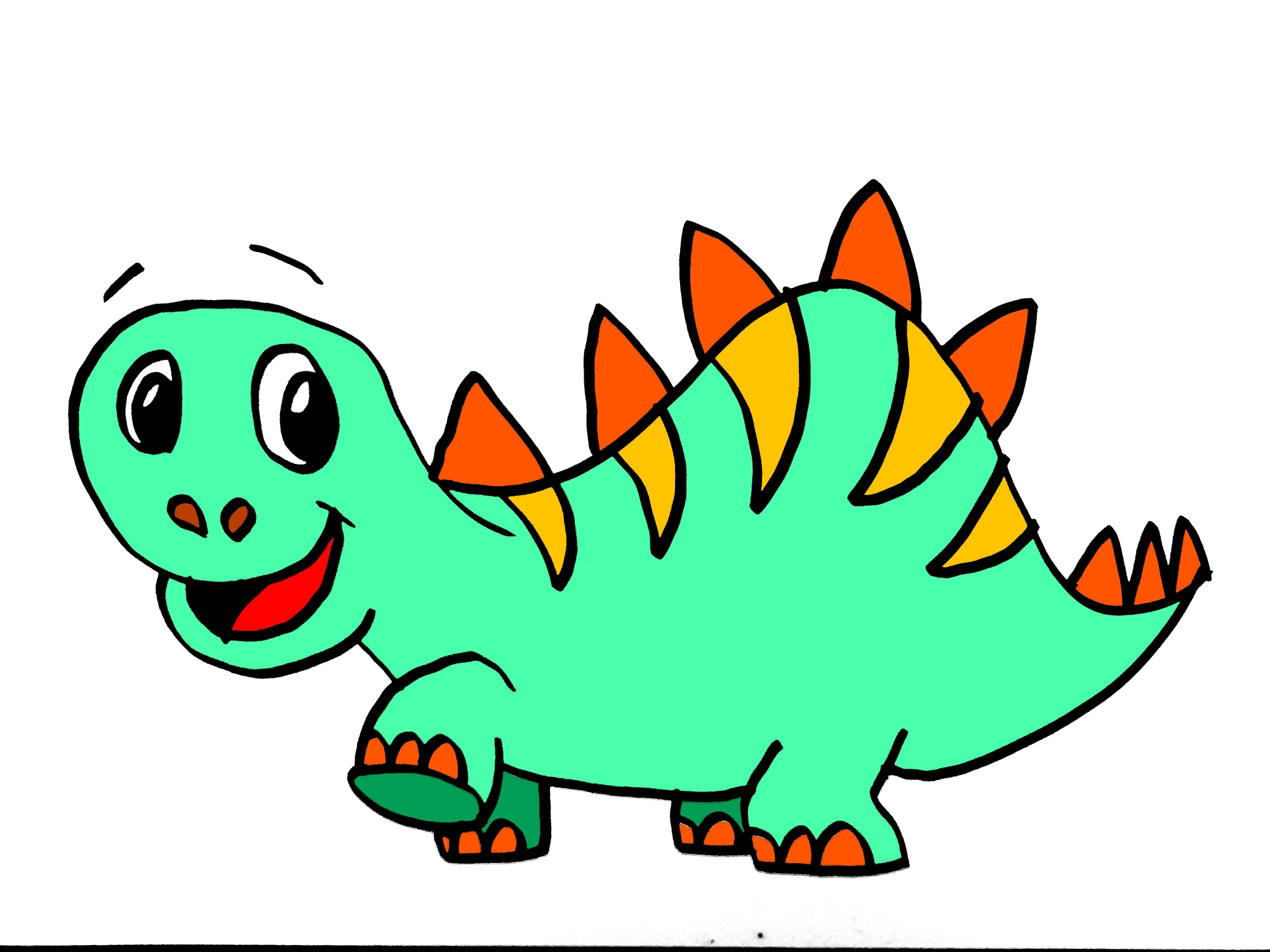 My simple cartoon drawing of a Stegosaurus | Fandom