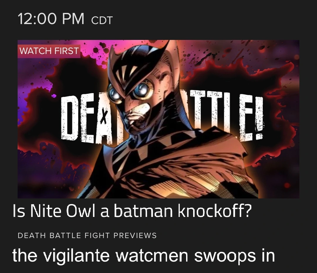 Nite Owl vs Jet Black previews | Fandom