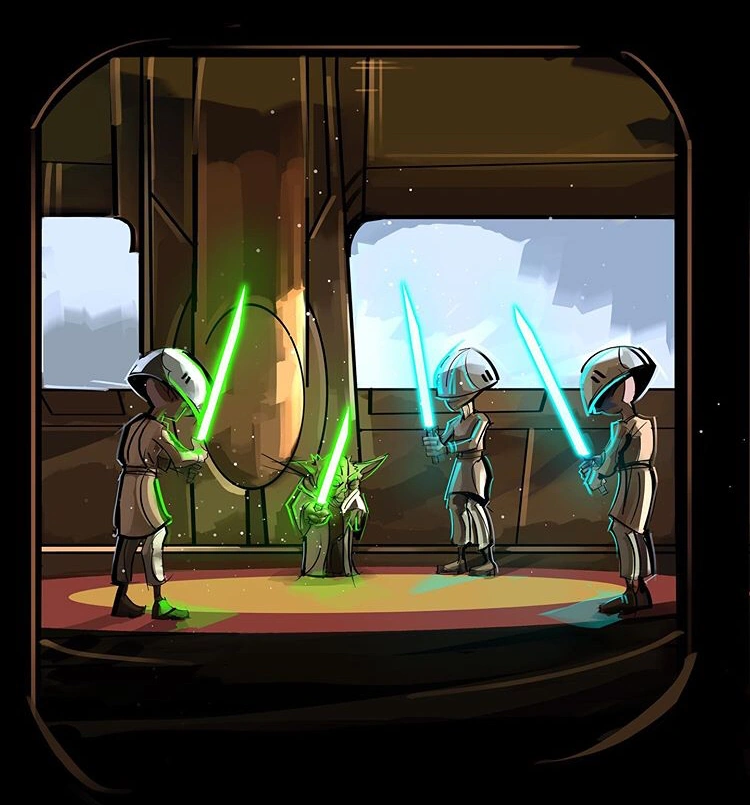 Yoda and the younglings. Art by @venamis | Fandom