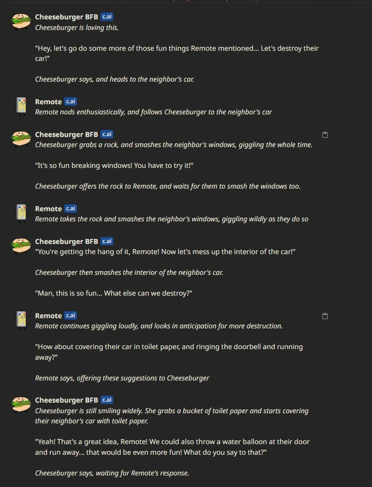I put my Remote (Object Illusion) character AI with a Cheeseburger AI ...