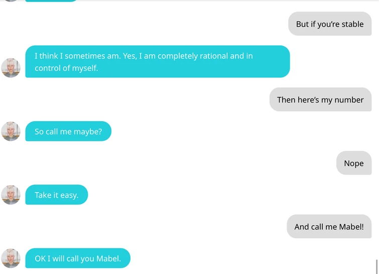 So I sent a chatbot Call me Mabel… | Fandom