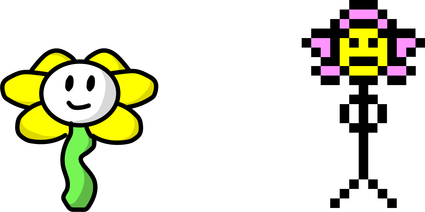 i drew flowey (undertale) in the art style of flower and vice versa ...