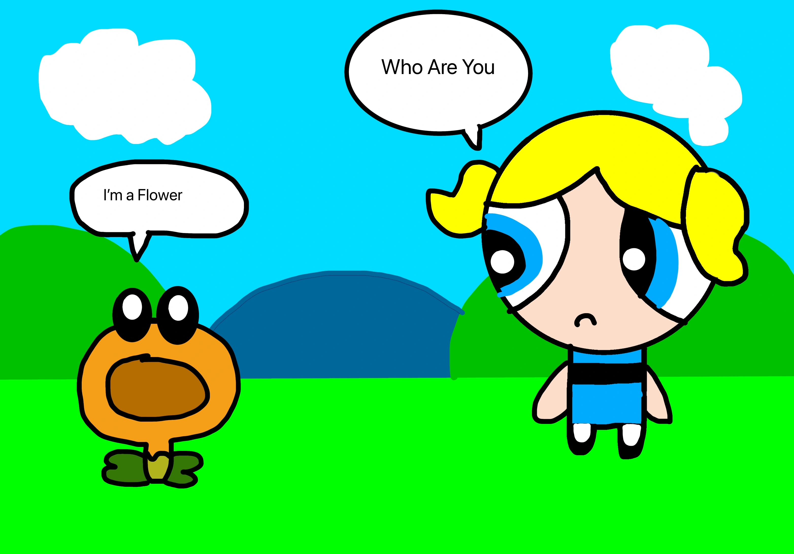 Here is a drawing of Bubbles And the Talking Flower from the upcoming ...