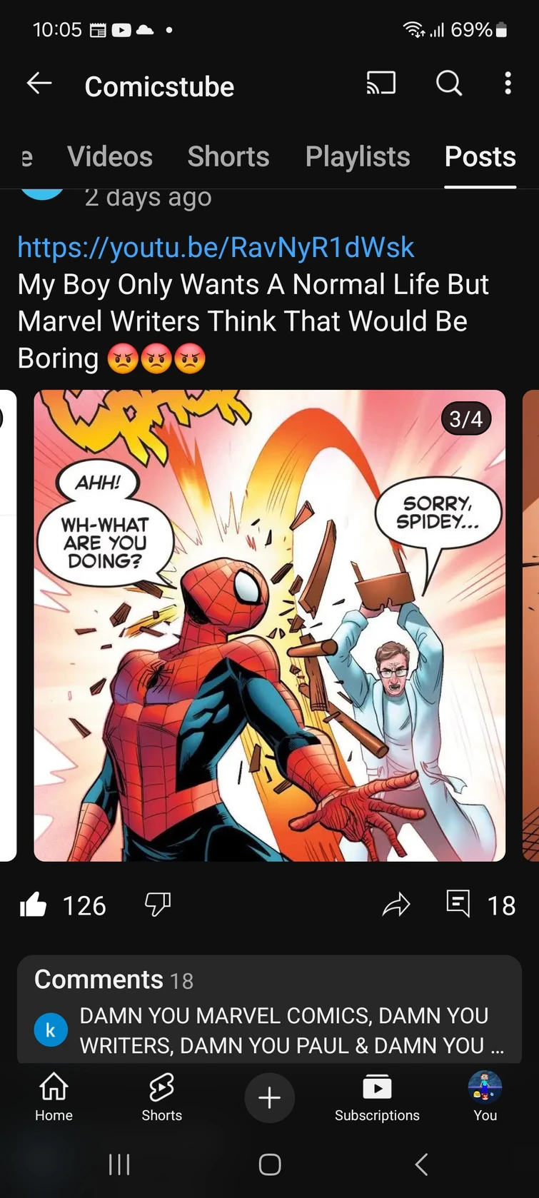 Describe the image of the writers doing to Spider-Man? | Fandom