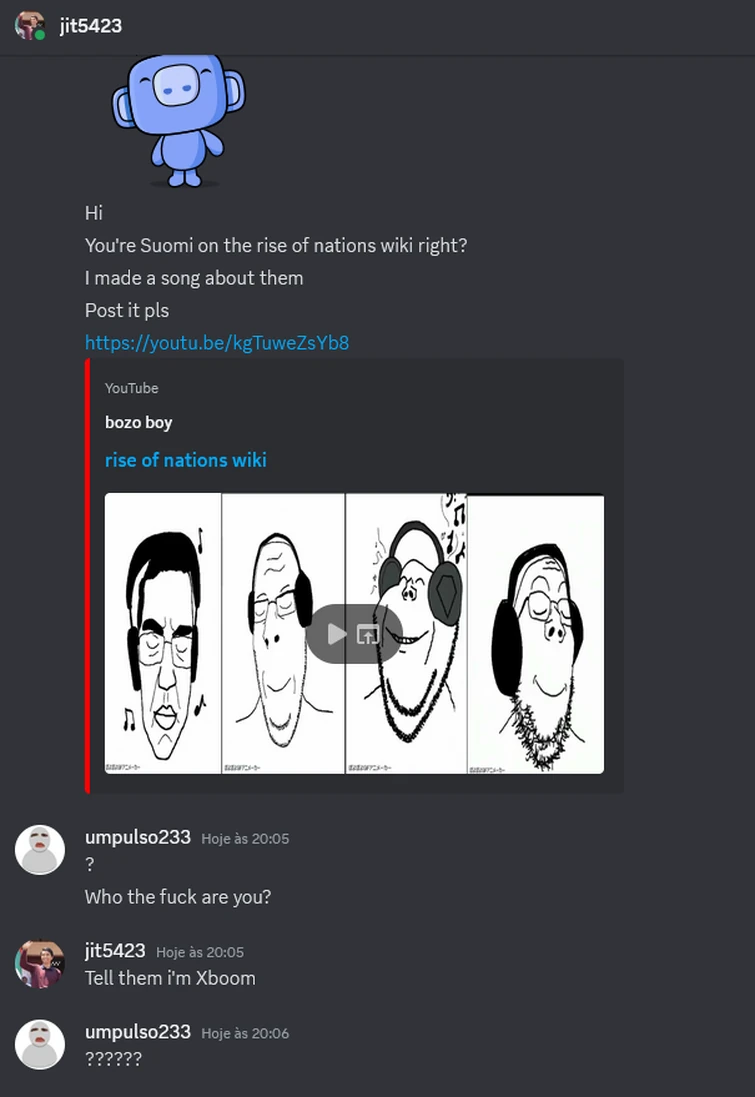 This dude on Discord told me to show you his song, anyone know what ...
