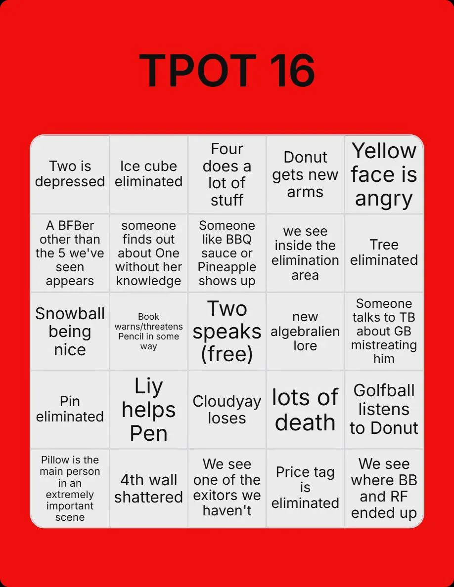 TPOT 16 bingo | Fandom