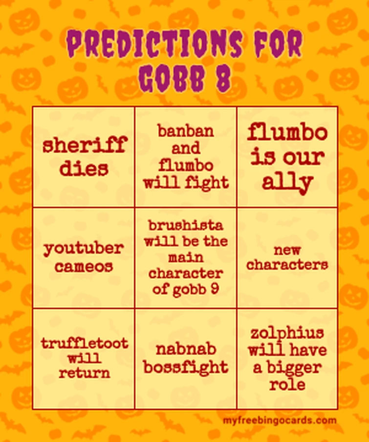 GOBB 8 Bingo | Fandom