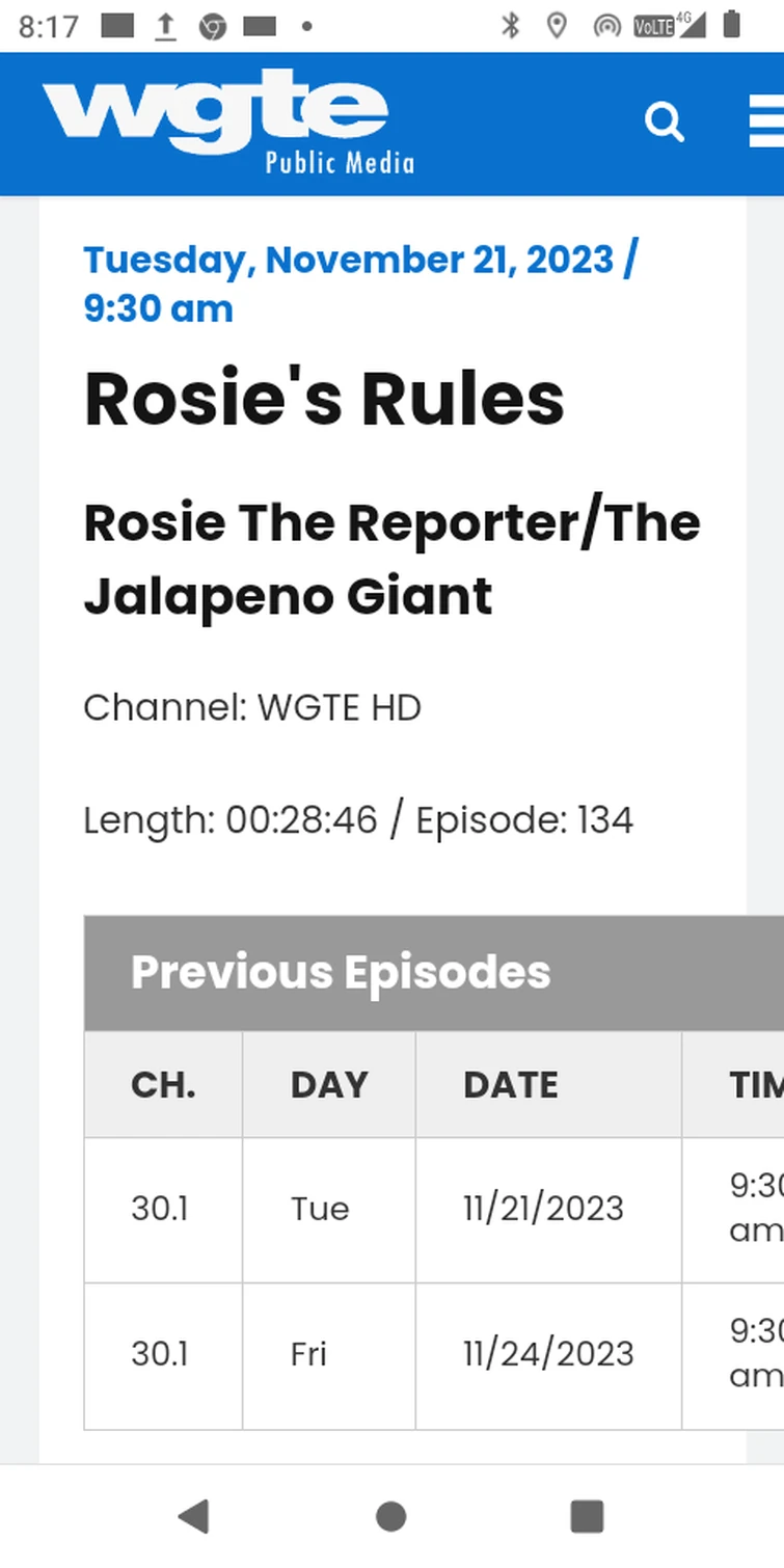 Another 3 New Episodes of Rosie's Rules on November 20 -22, 2023 WGTE ...