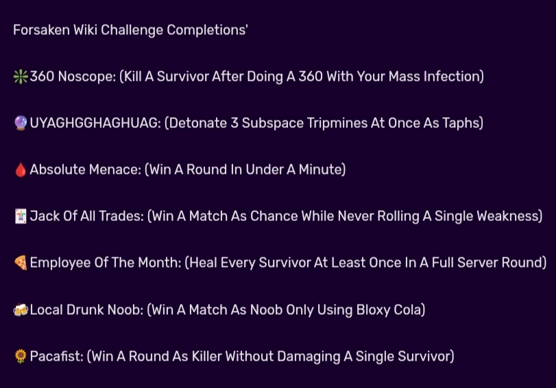 Forsaken Wiki Challenges | Fandom