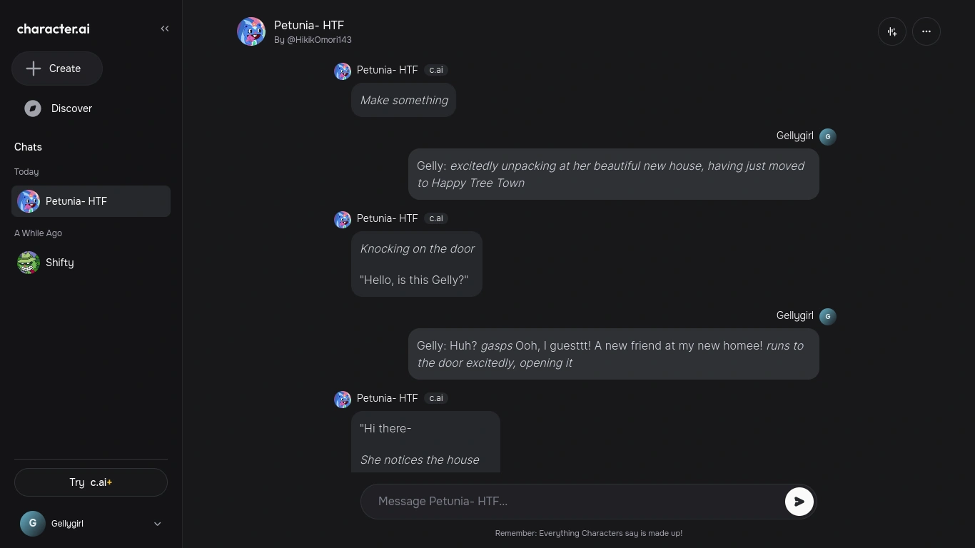 Wholesome RP I had with a Petunia AI chat bot using my OC Gelly!! | Fandom