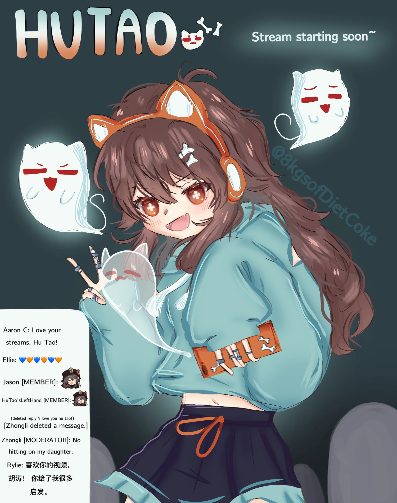 cat streamer Hu Tao 3/3 (finished result) | Fandom