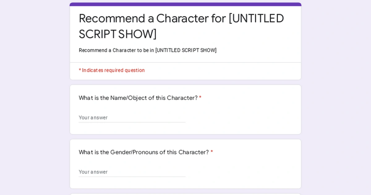 Recommend a Character for [UNTITLED SCRIPT SHOW] | Fandom