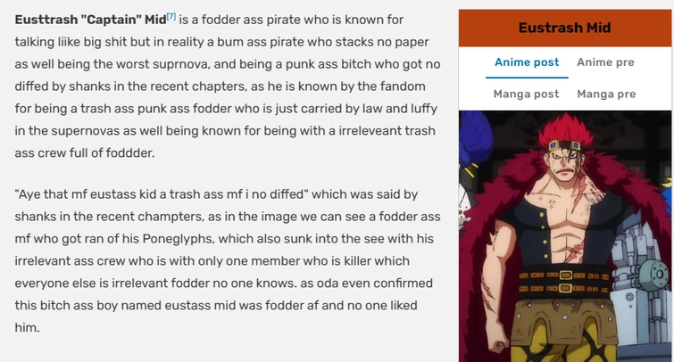 The Eustass Kid wiki edit is wild | Fandom