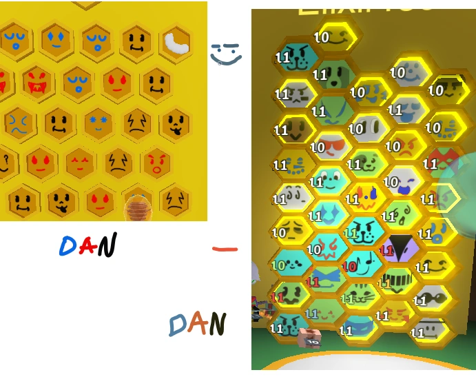 Comparation between the color code of bees in bk and bss | Fandom