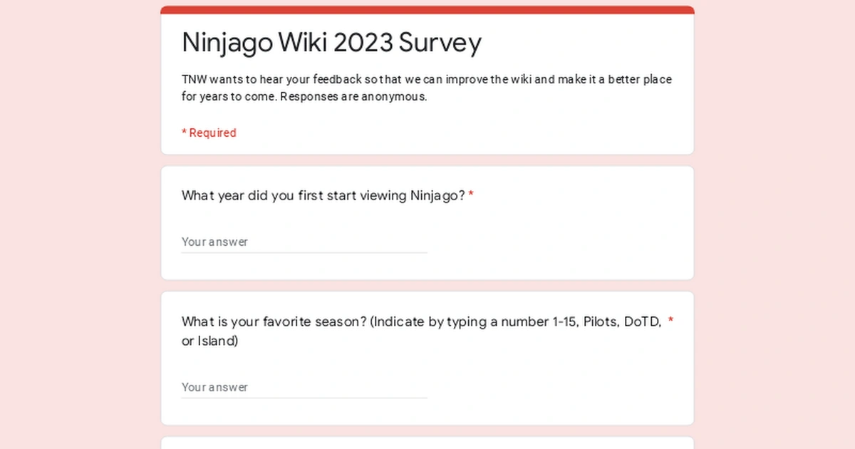 The Ninjago Wiki Survey | Fandom