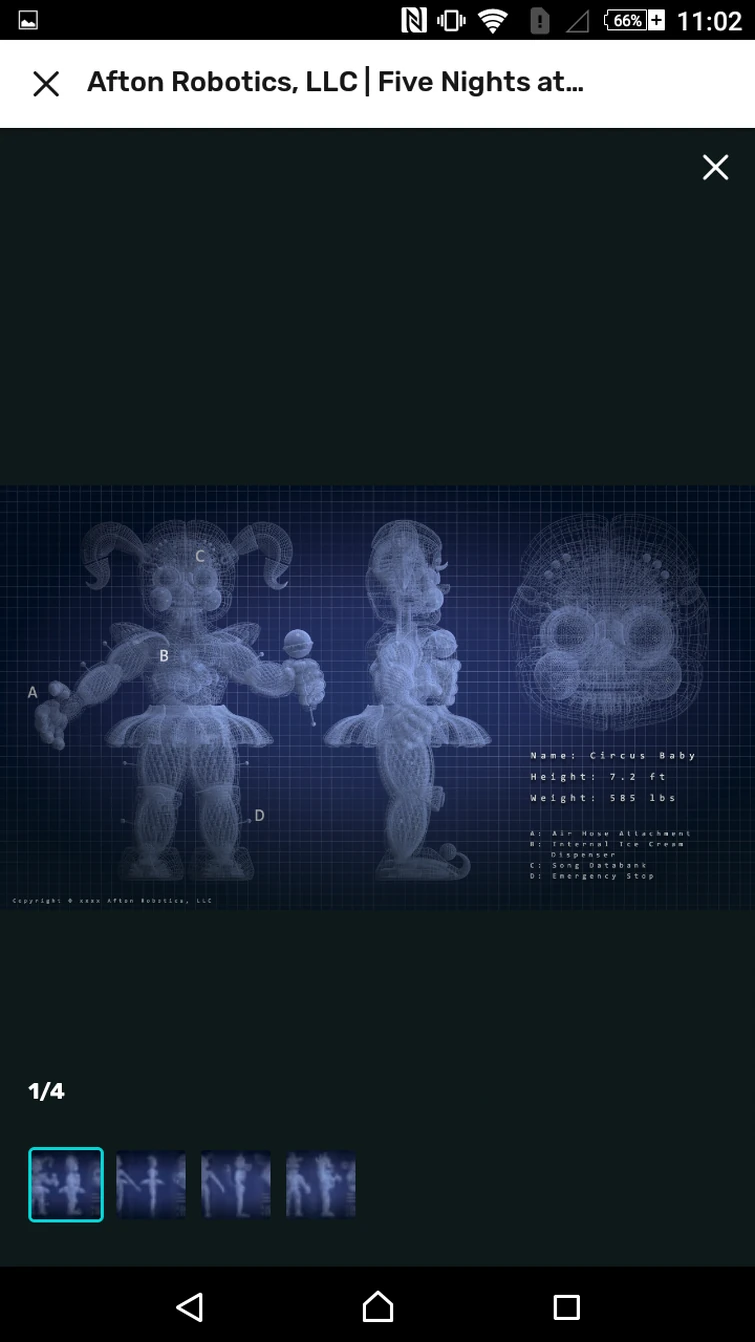 Picture 1 Circus Baby in Extras;picture 2 Circus Baby's blueprint. What ...