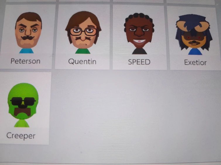 My miis that i have on my switch, and can u find the odd color of a wii ...