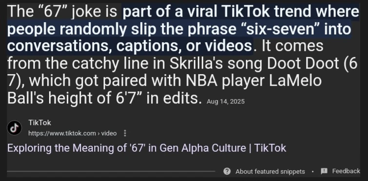 what does 67 mean | Fandom