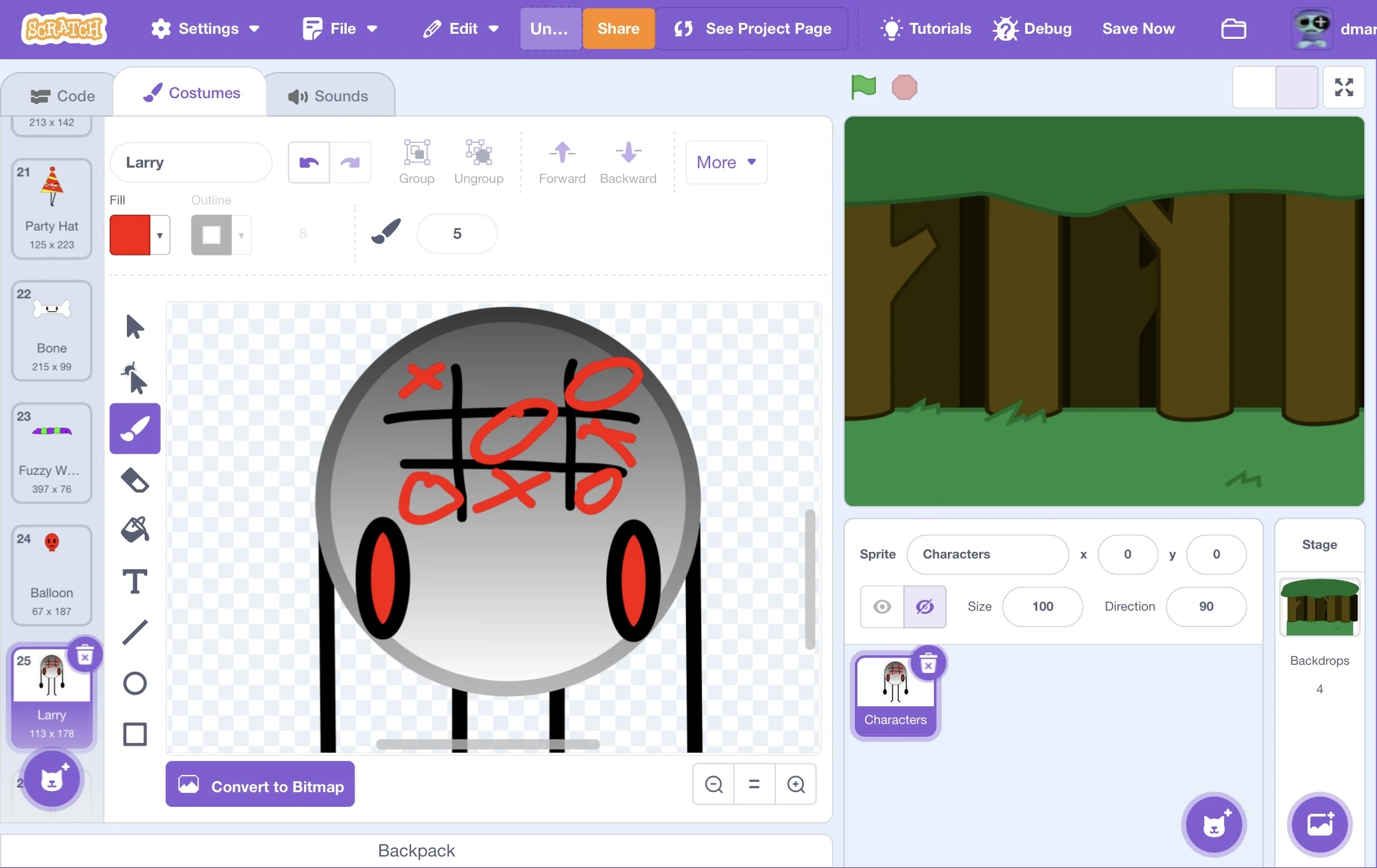 I was bored so me and my friend played tic tac toe on my oc Larry’s ...