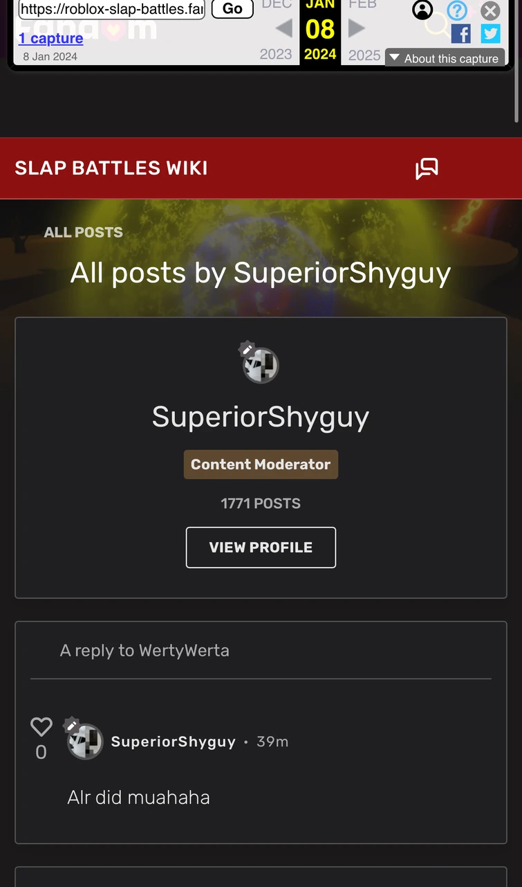 Looking at how ppl's post history looked before using the wayback ...