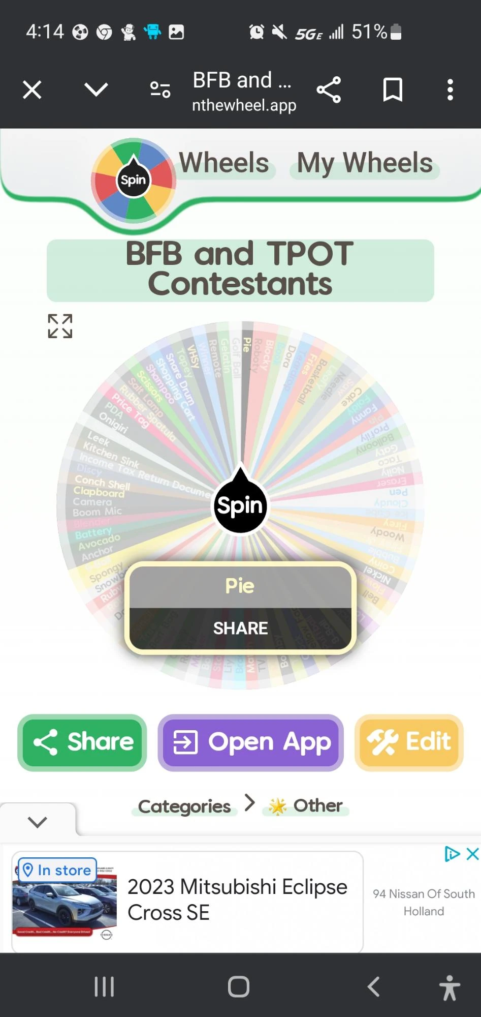 Spinng a wheel 3 times so some characters get a vote in my bfdia thingy ...