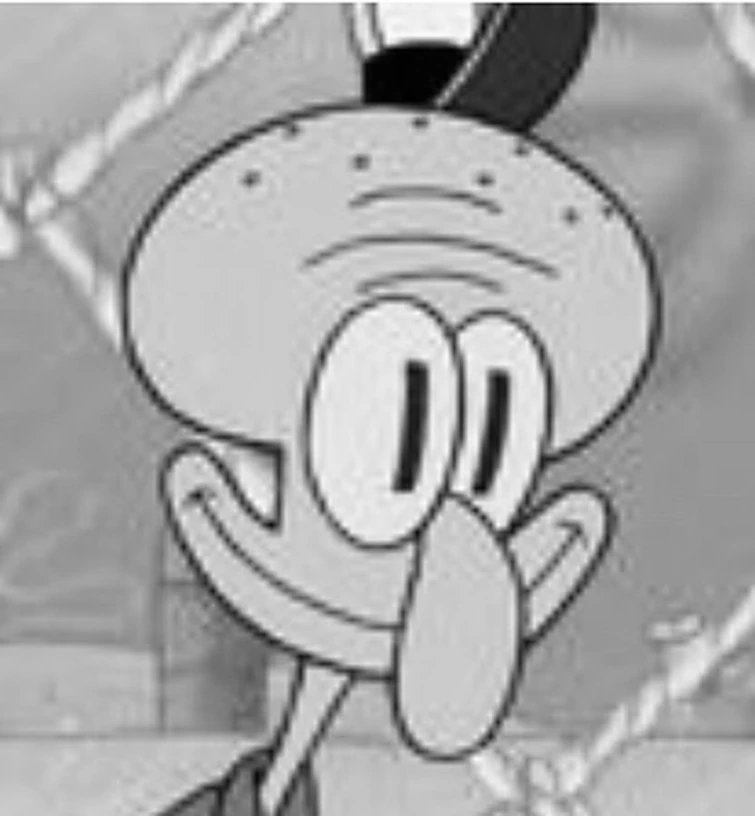 Happy Squidward in black and white style | Fandom