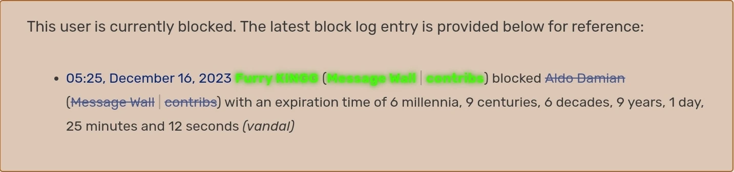 This is a very long block period | Fandom