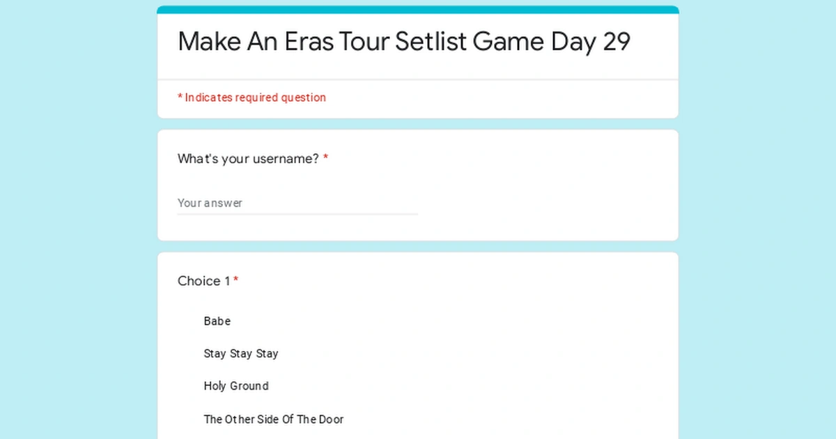 Make An Eras Tour Setlist Game Day 29! | Fandom