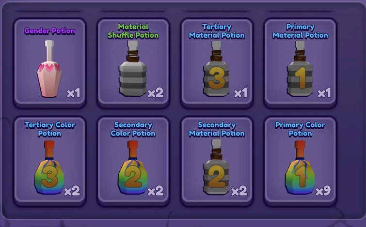 Trading my inventory (you can choose anything) for “Fear potion” I need ...