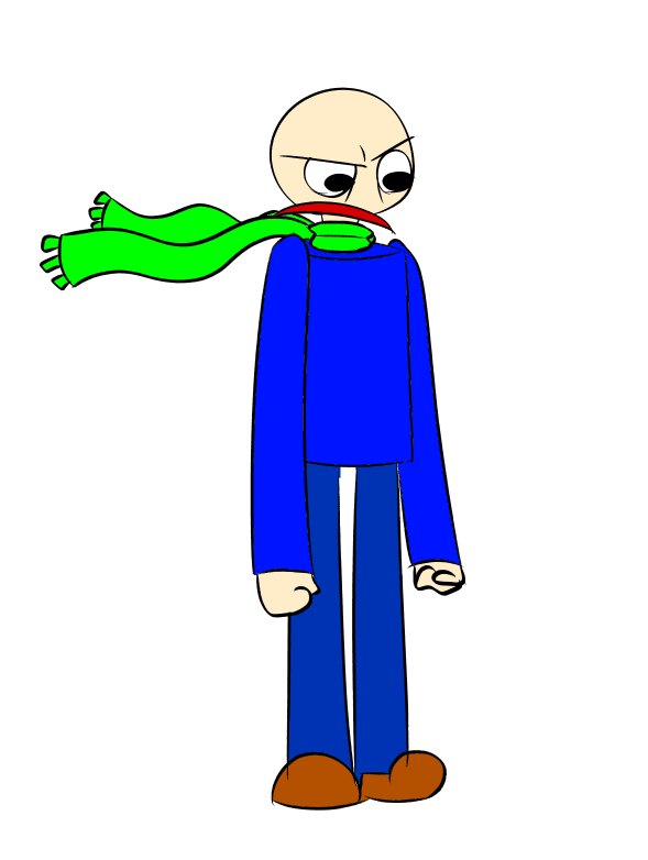 drew that stupid blue shirt baldi that always appears when you type ...