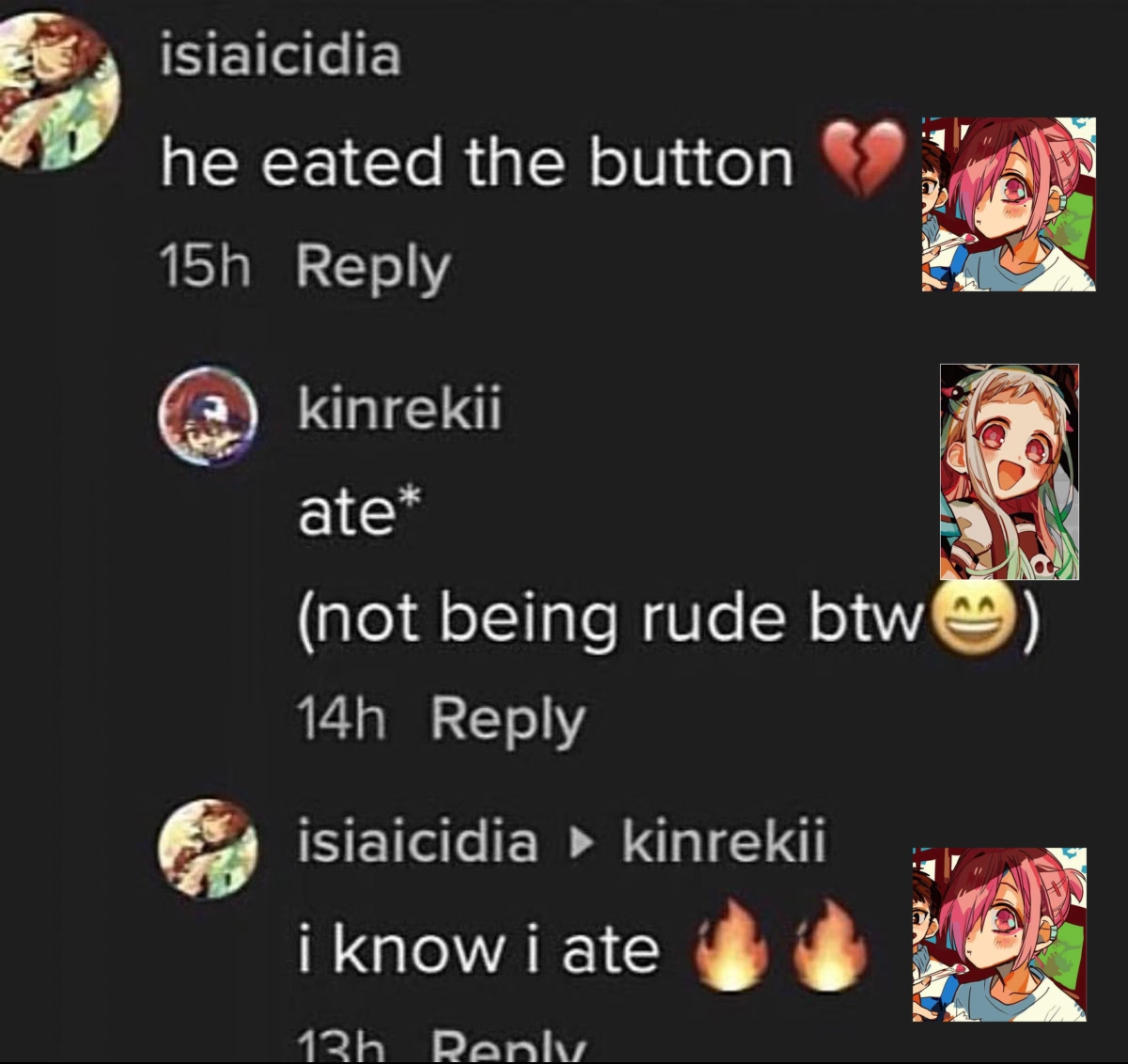 he eated the button 💔 | Fandom